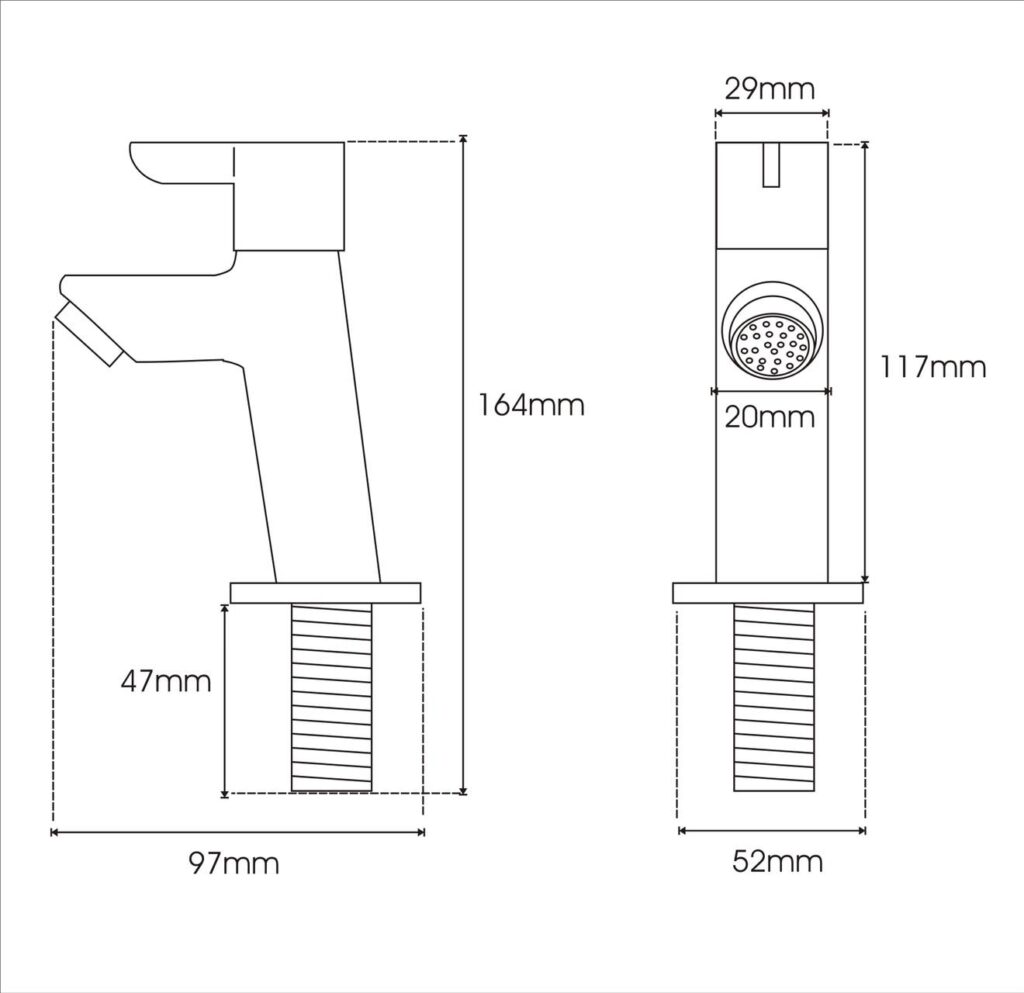 HCG-Seira single line basin faucet supplied with complete fittings ...